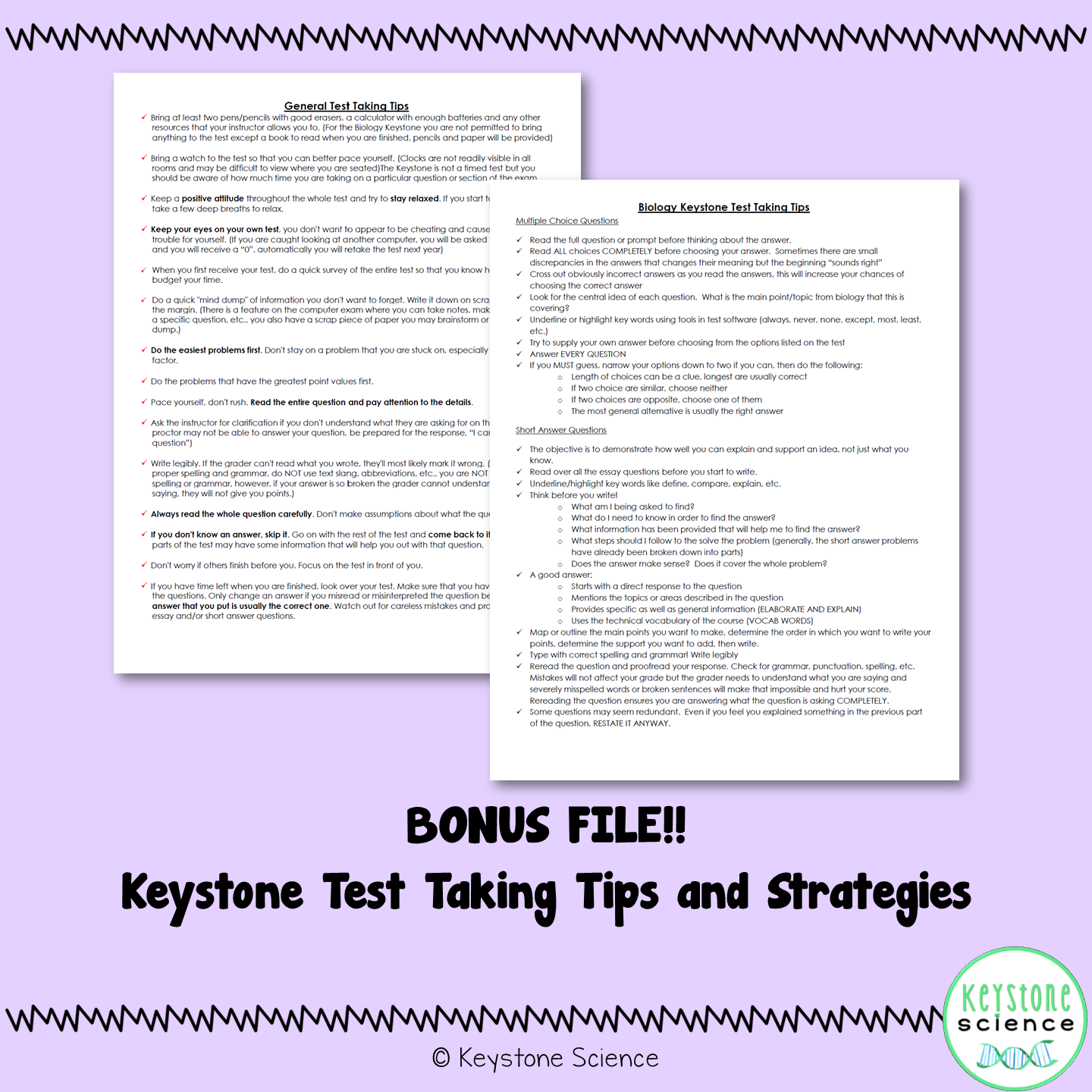 Biology Keystone Content Review Packet with Answer Key - Classful