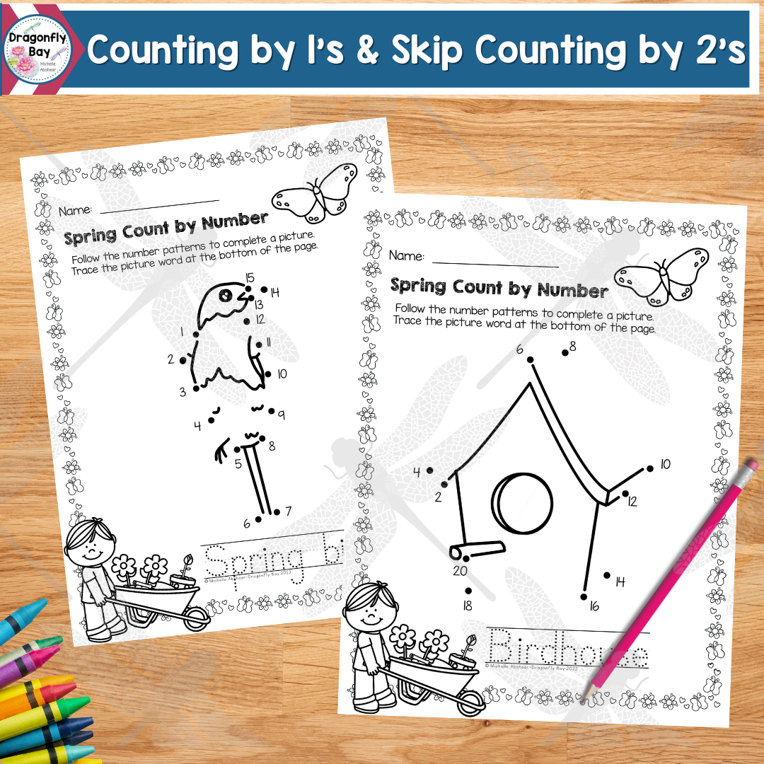 Spring Dot to Dot by 1s Skip Count by 2 5 10 and Alphabetic Order ...