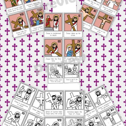 Stations of the Cross 3-Part Cards - Classful