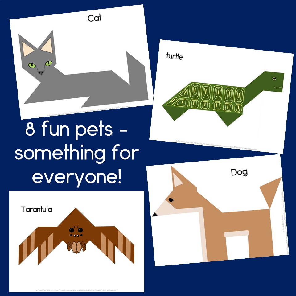 Pet Tangram Puzzles Printable | 2D Shapes Math Center | Tangrams - Classful