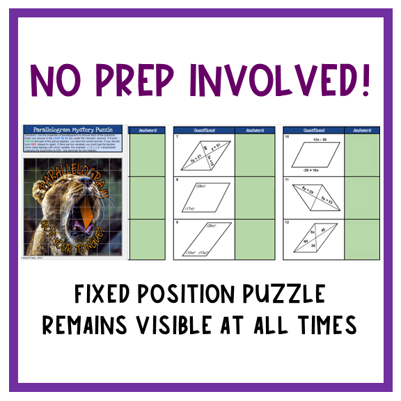 Parallelogram Properties Activity Digital Pixel Art Mystery Puzzle ...