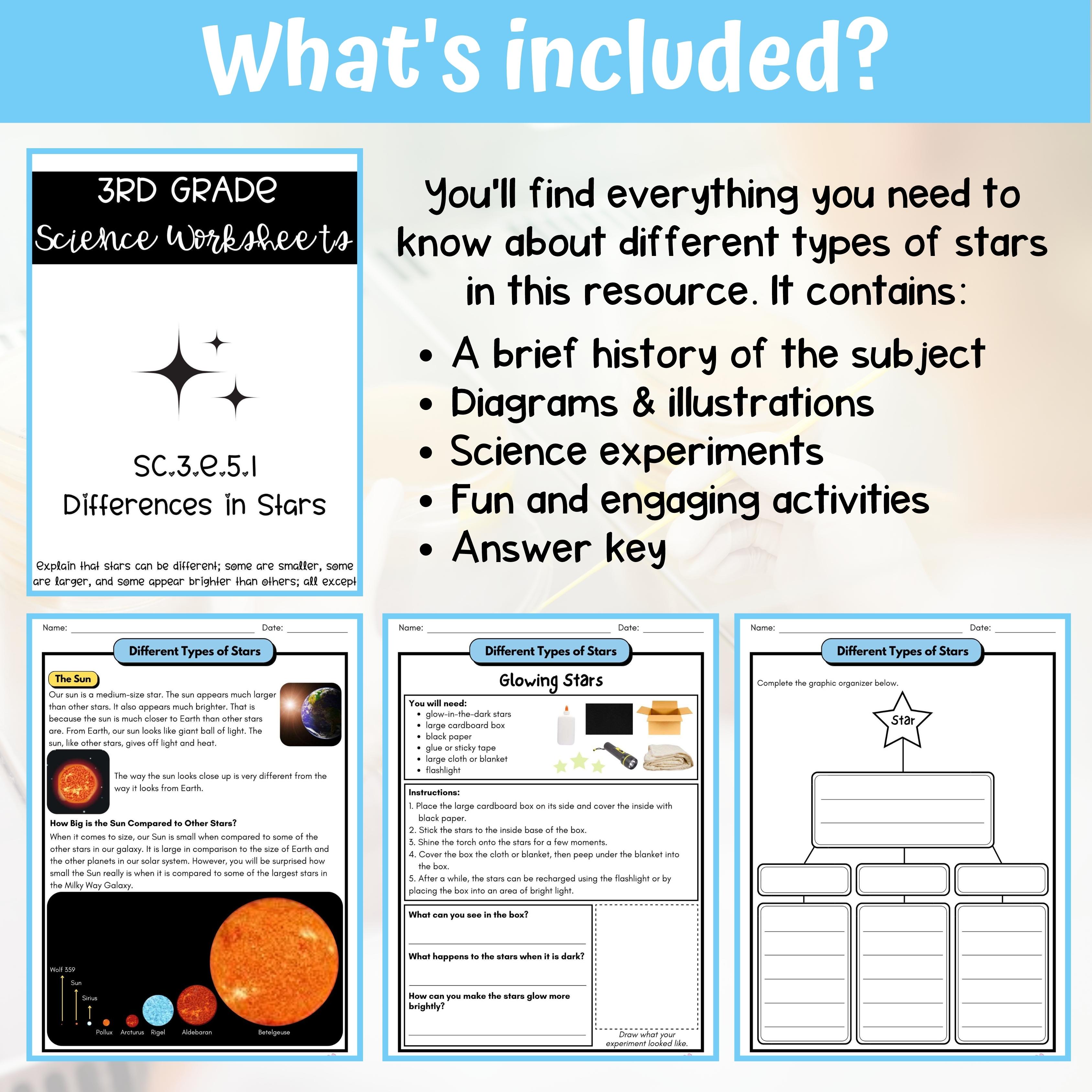 The Sun and Stars Activity & Answer Key 3rd Grade Earth & Space Science ...