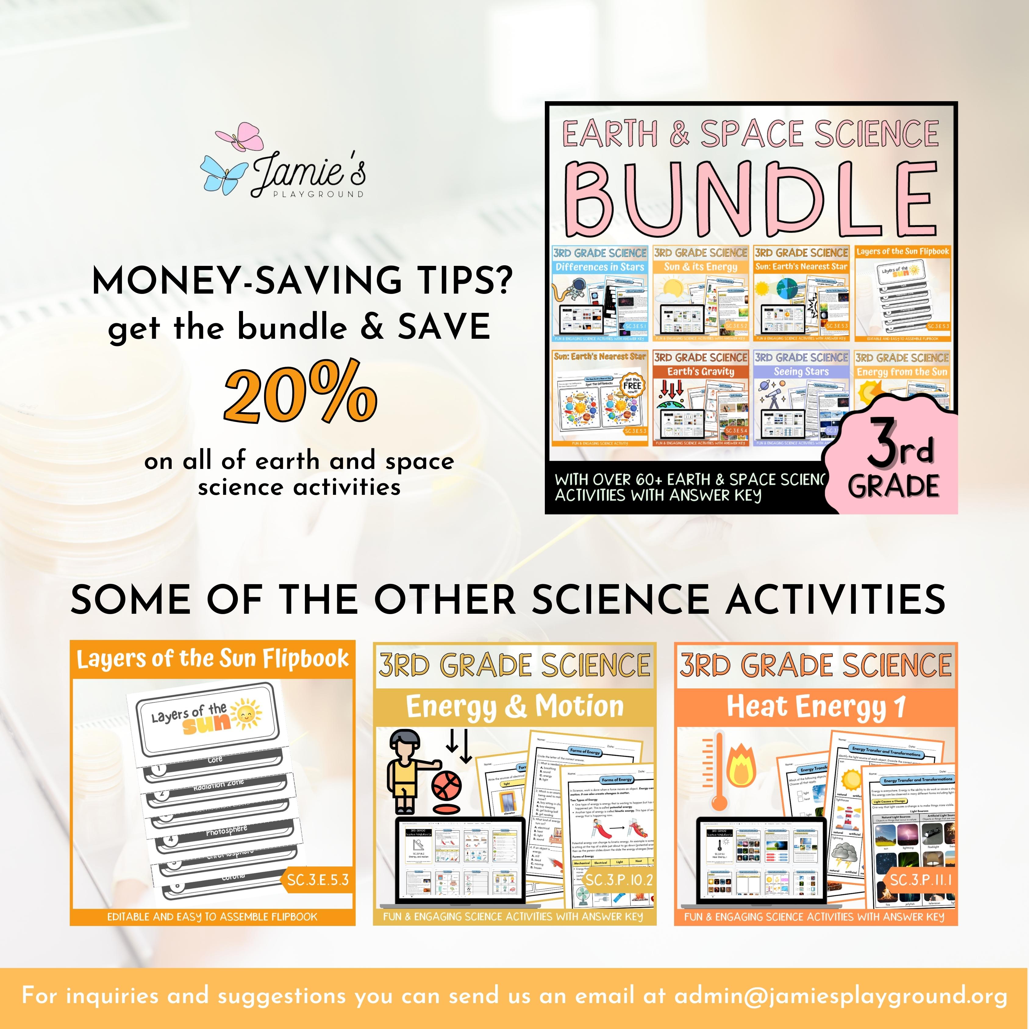 Solar Energy Activity & Answer Key 3rd Grade Earth & Space Science ...