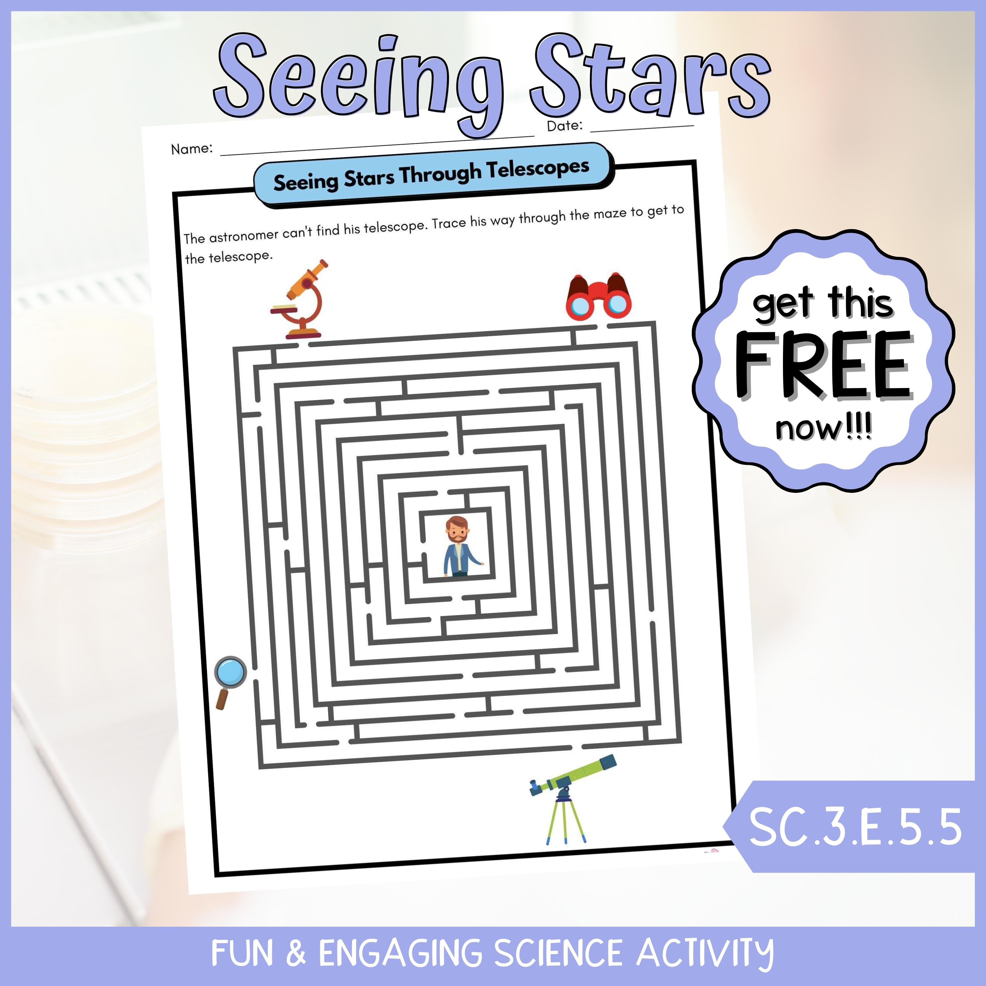 FREE Science Maze Stars and Telescopes Fun Game - Classful