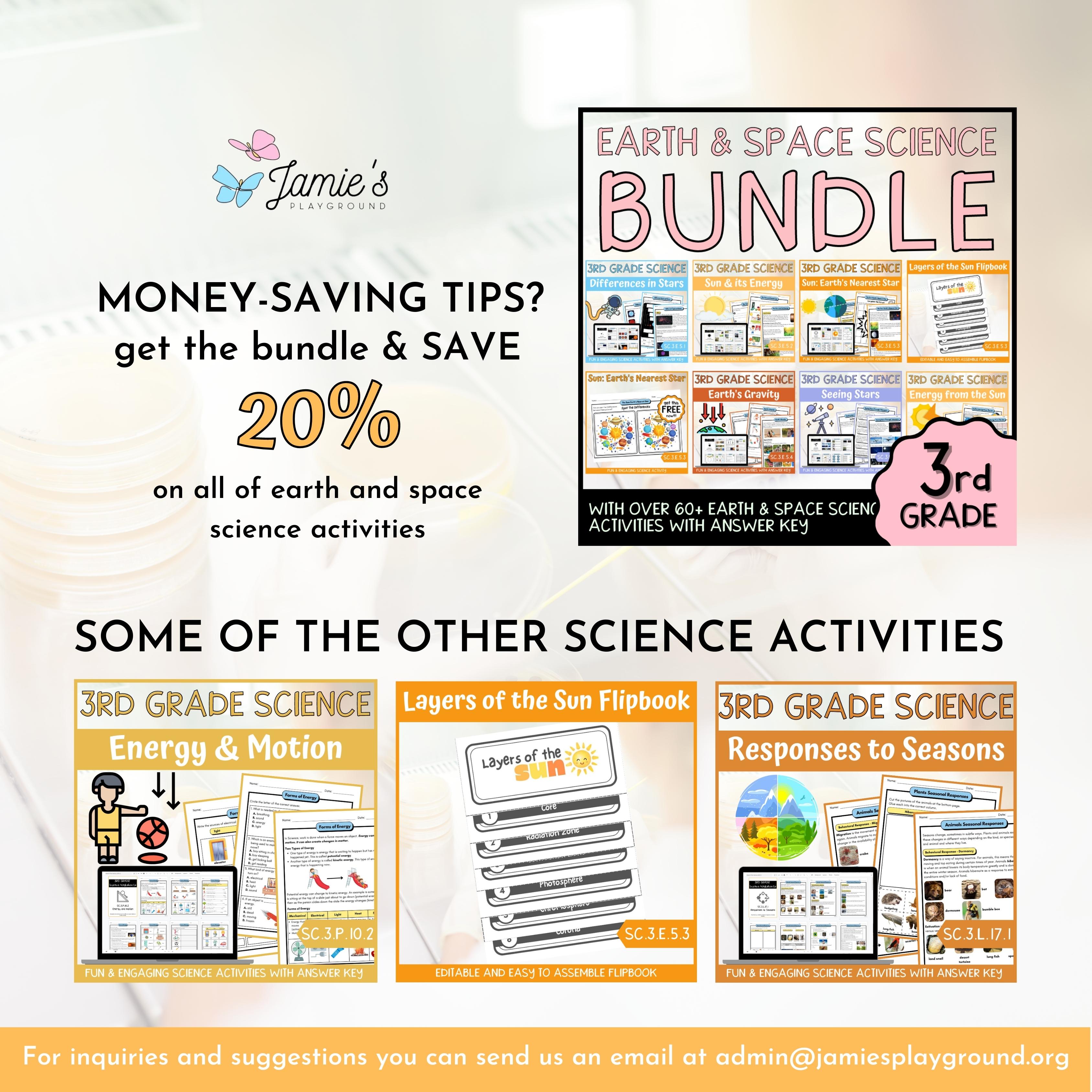 Energy from the Sun Activity & Answer Key 3rd Grade Earth & Space ...