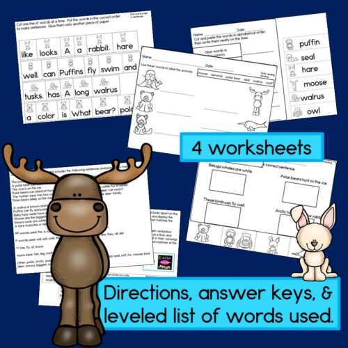 Arctic Polar Animals Sight Word Sentences Reading Comprehension and ...