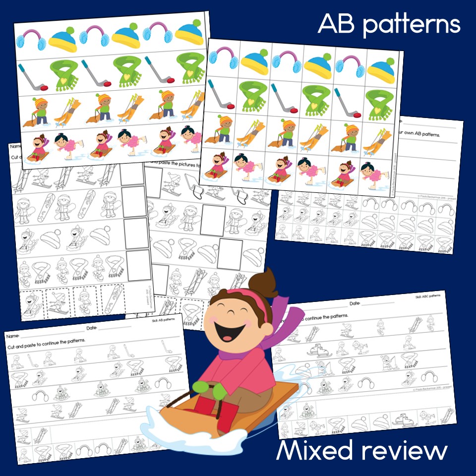 Winter Sports Patterns Math Center with AB, ABC, AAB & ABB Patterns ...