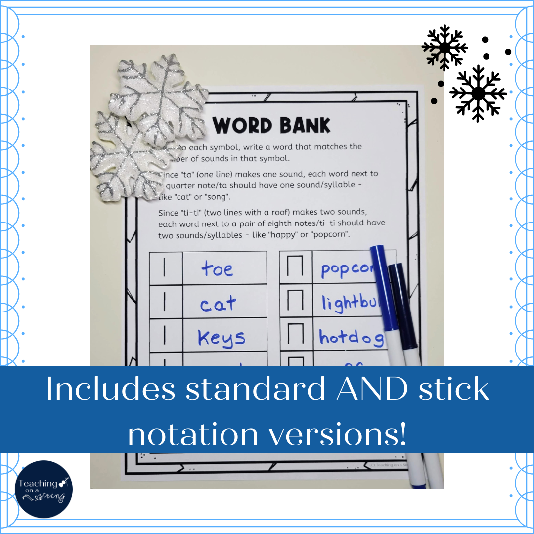 Winter Themed Quarter & Eighth Note Ta & Titi Rhythm Review Story for ...