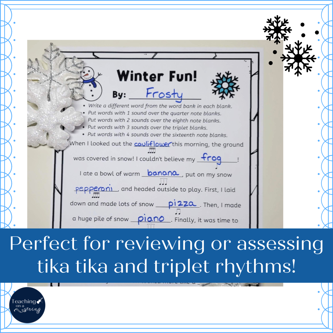 Winter Theme Triplet & Sixteenth Note (Tika Tika) Rhythm Review Story ...