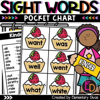 Kindergarten Pocket Chart Sight Words | Cupcake - Classful