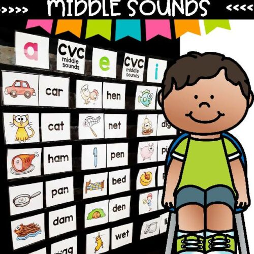 CVC Middle Sound Words Pocket Chart - Classful