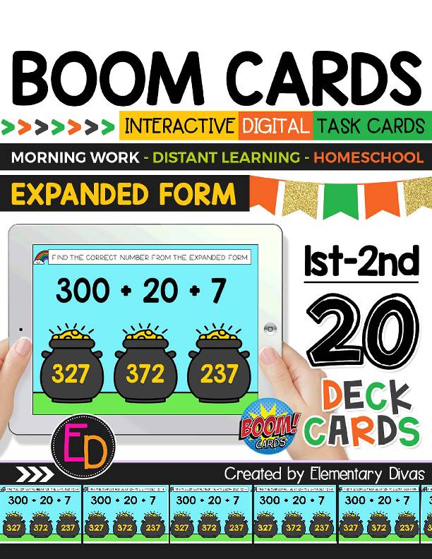 March BOOM CARDS Expanded Form - St. Patrick's Day - Classful