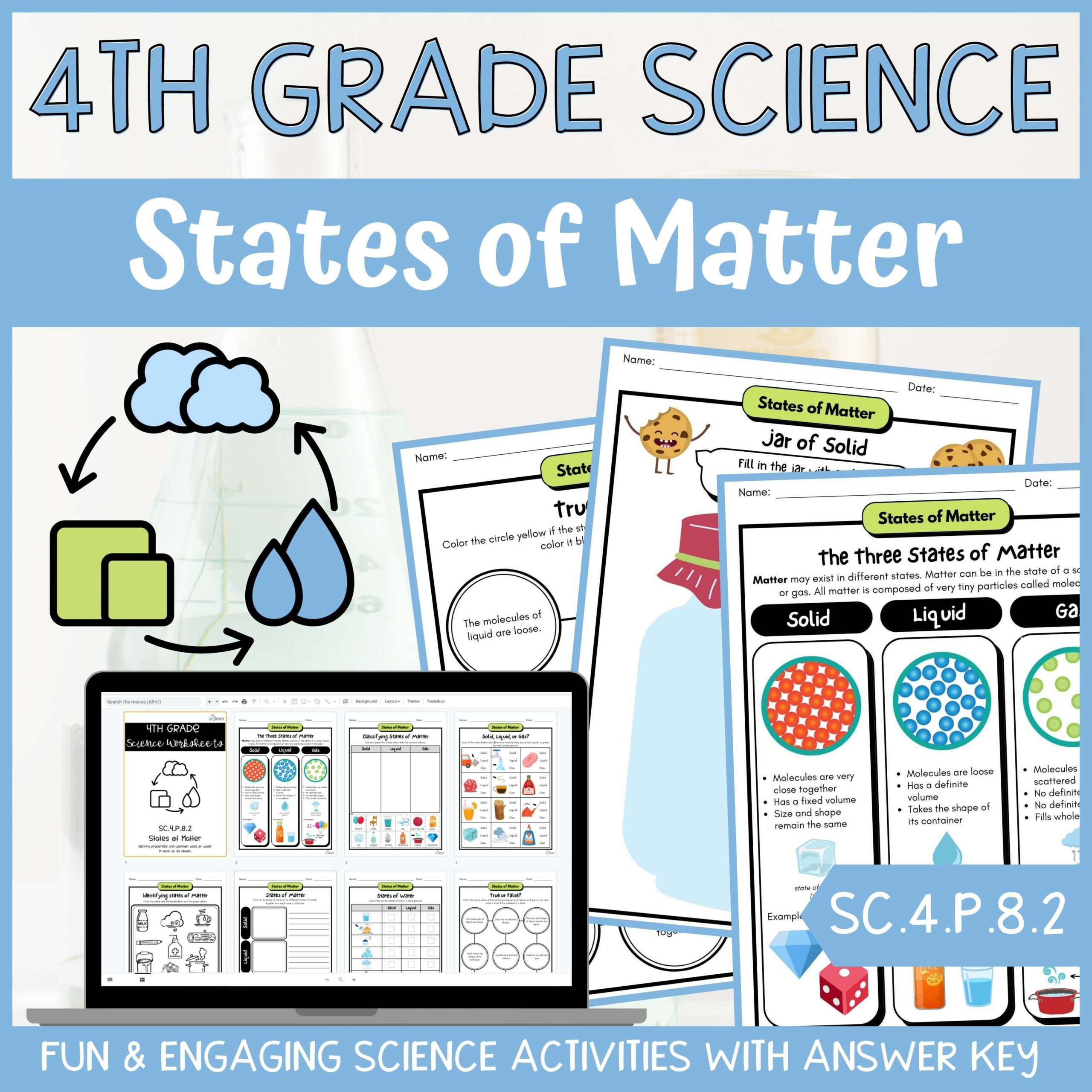 States of Matter Activity & Answer Key 4th Grade Physical Science ...