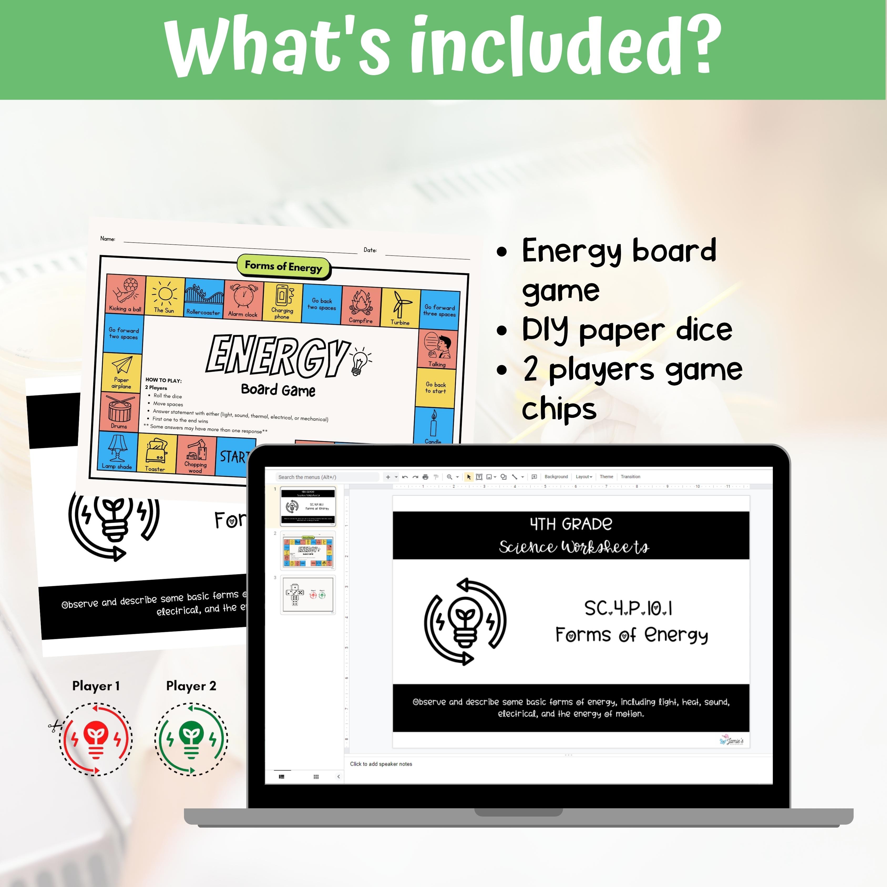 FREE Forms of Energy Board Game Physical Science Activity - Classful