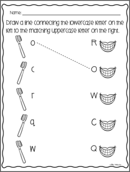 Dental Health Uppercase and Lowercase Letter Match ~ Dental Health ...