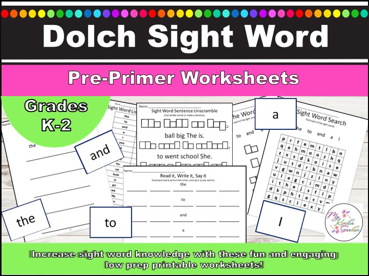 Pre-Primer Sight Words Printable Worksheets | Dolch Sight Word Practice ...