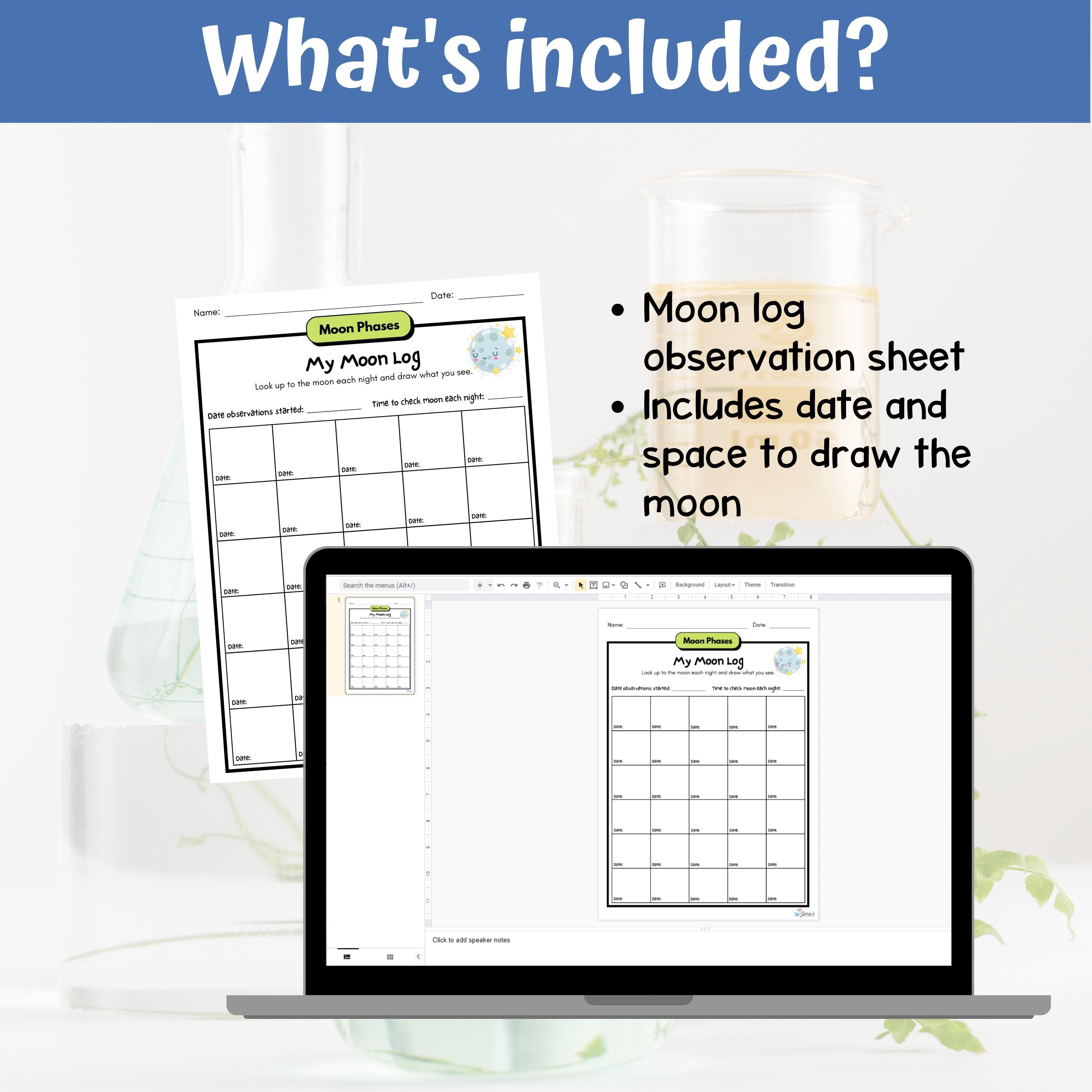 FREE My Moon Log Phases of the Moon Science Activity - Classful