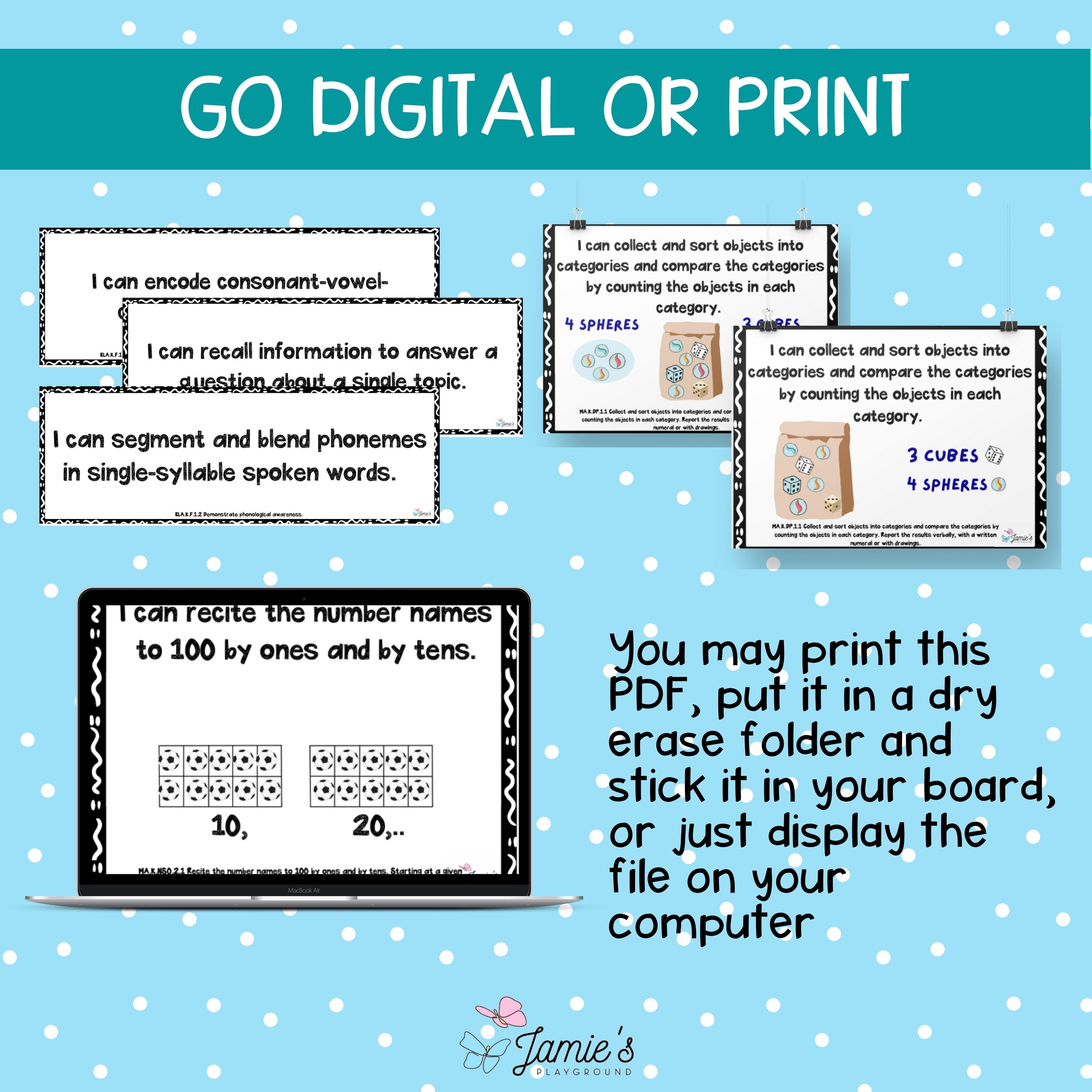 Florida BEST Standards- Kindergarten MATH I Can Statements - Full ...