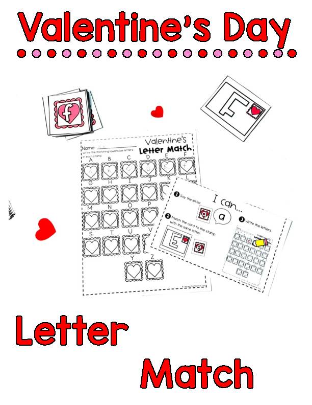 Valentine's Day Letter Match |Kindergarten Literacy Centers Activities ...