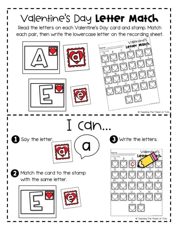 Valentine's Day Letter Match |Kindergarten Literacy Centers Activities ...