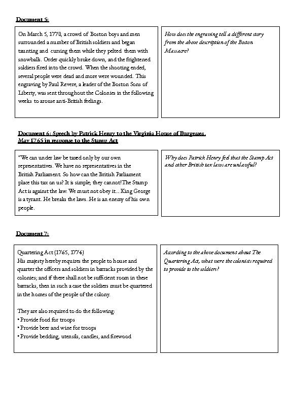 DBQ- The American Revolution Packet - Classful