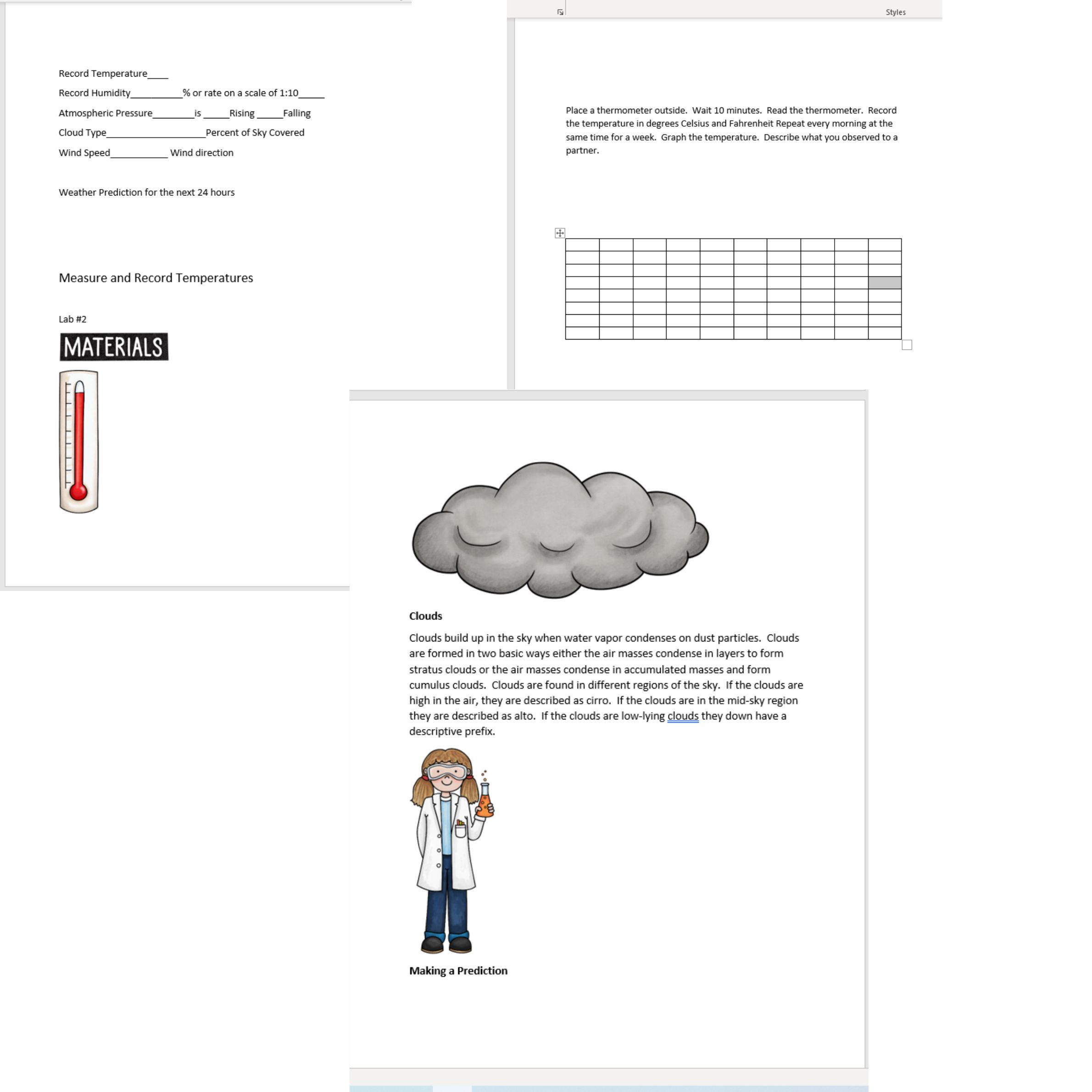 Weather Tracking Journal and two mini labs Middle School Science ...
