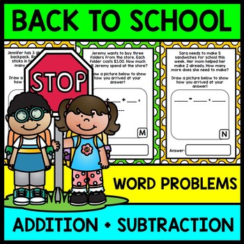 Back To School Math Word Problems - Addition - Subtraction - Special ...