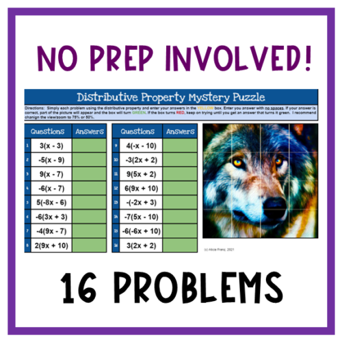 Distributive Property Activity Digital Pixel Art Mystery Puzzle - Classful