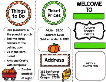 Fall Pumpkin Patch and Apple Orchard Brochure {100% Editable} {Writing ...