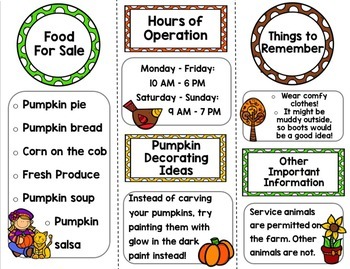 Fall Pumpkin Patch and Apple Orchard Brochure {100% Editable} {Writing ...