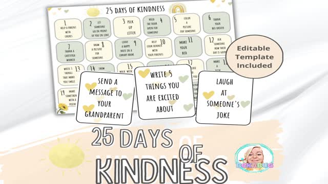 Kindness Activity Calendar Kindness Acts Kindness Encouragement Cards ...