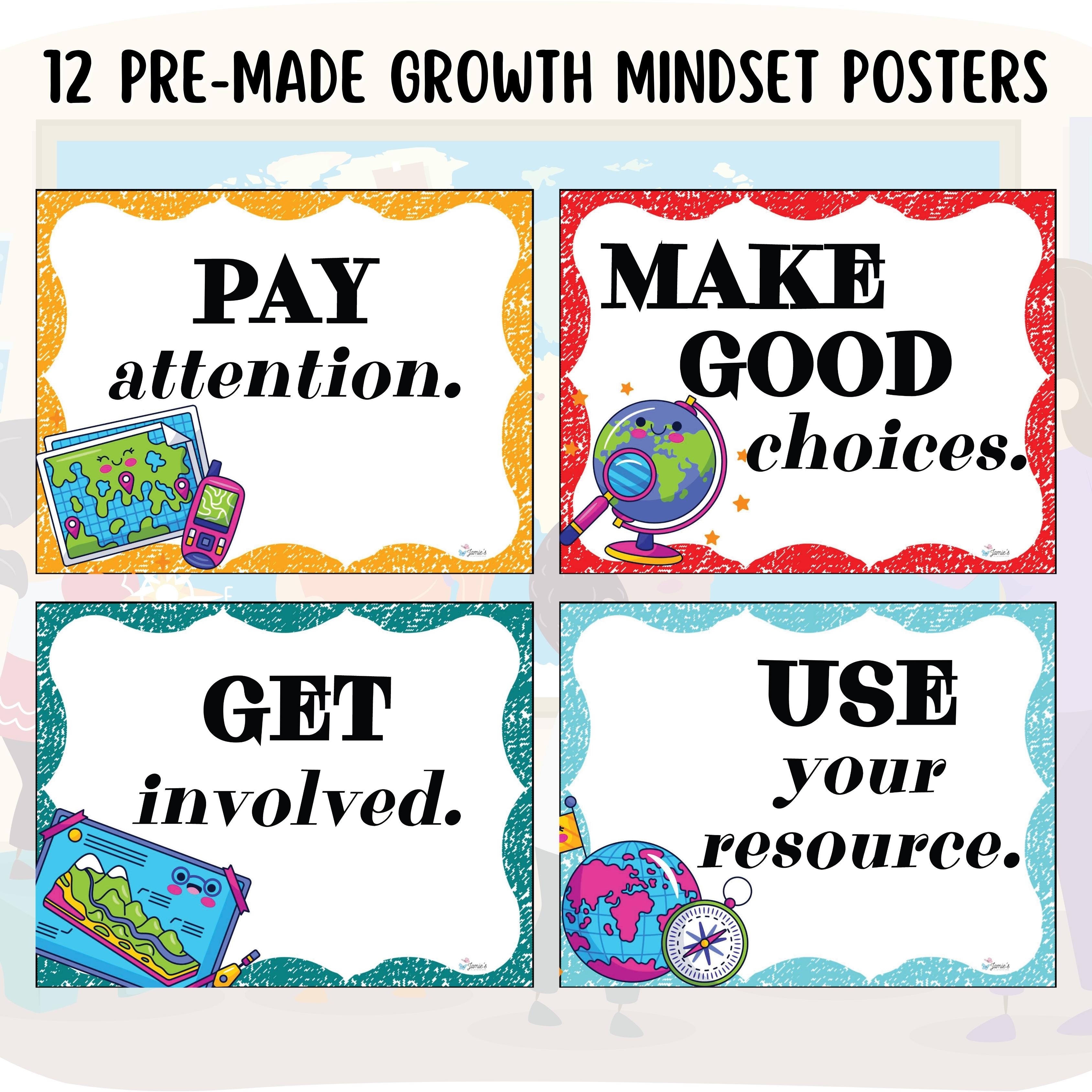 Editable Posters 2 - EDITABLE Geography Growth Mindset Posters - Classful