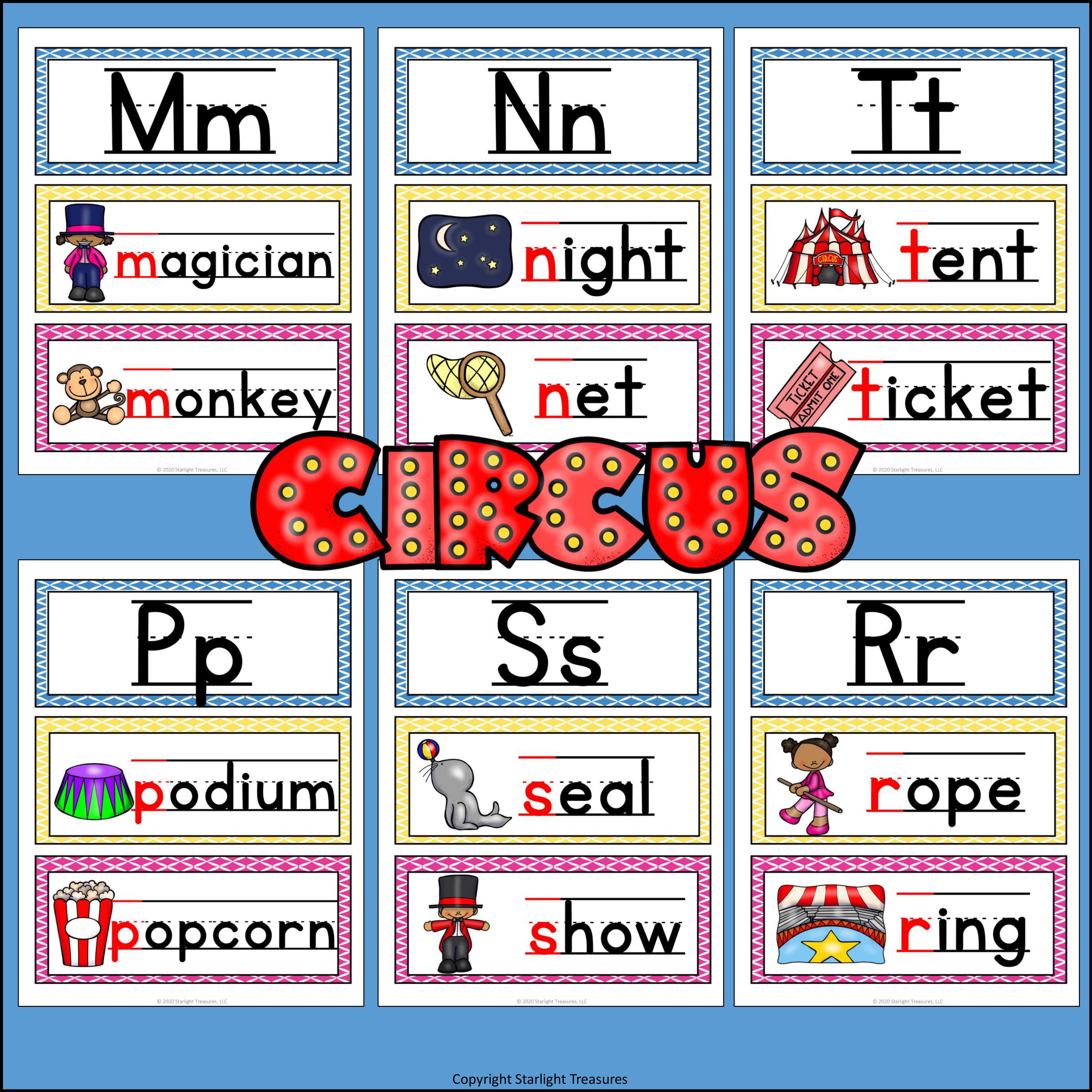 Alphabet Word Wall - Circus - A-Z Word Wall - FREEBIE - Classful