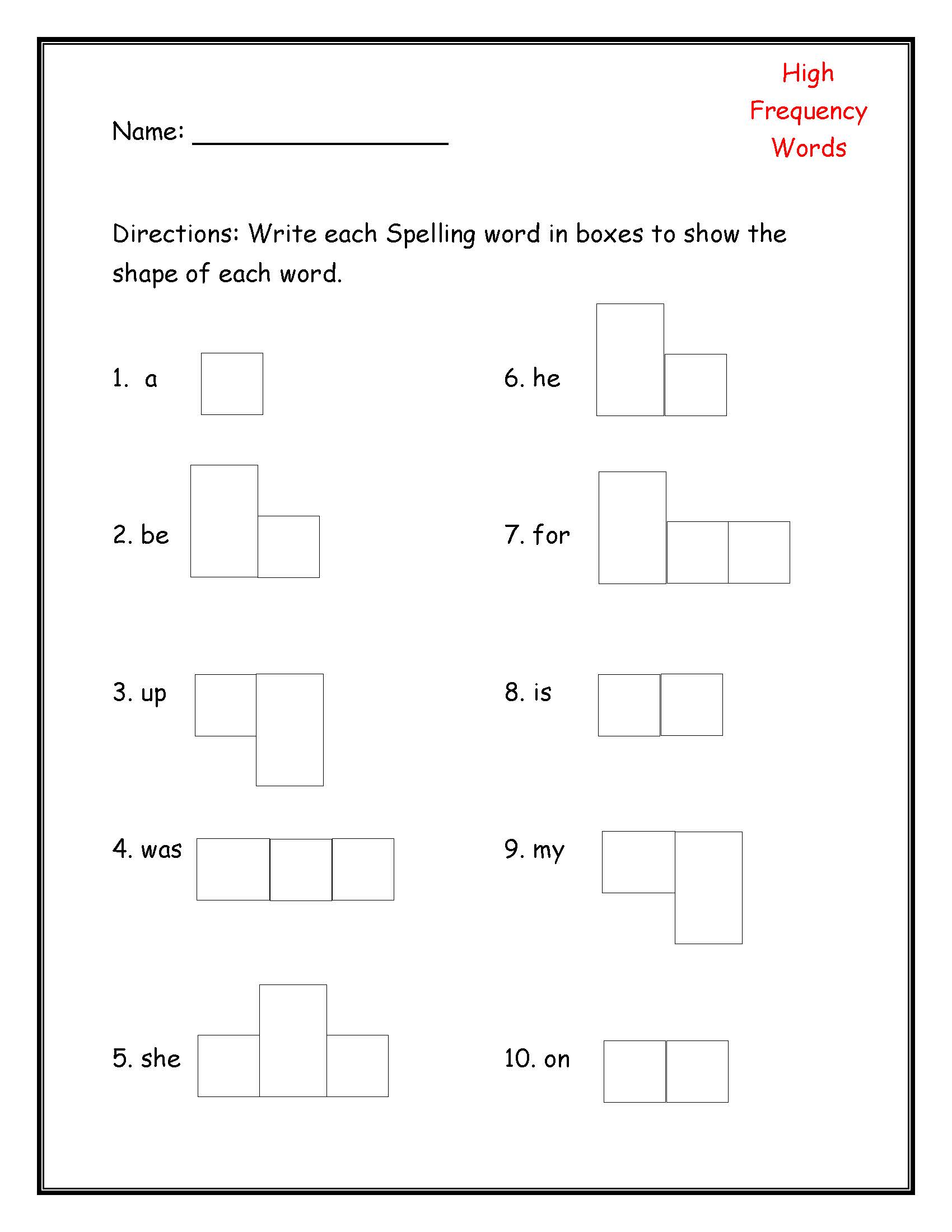 High Frequency Word Practice - Kinder - Classful