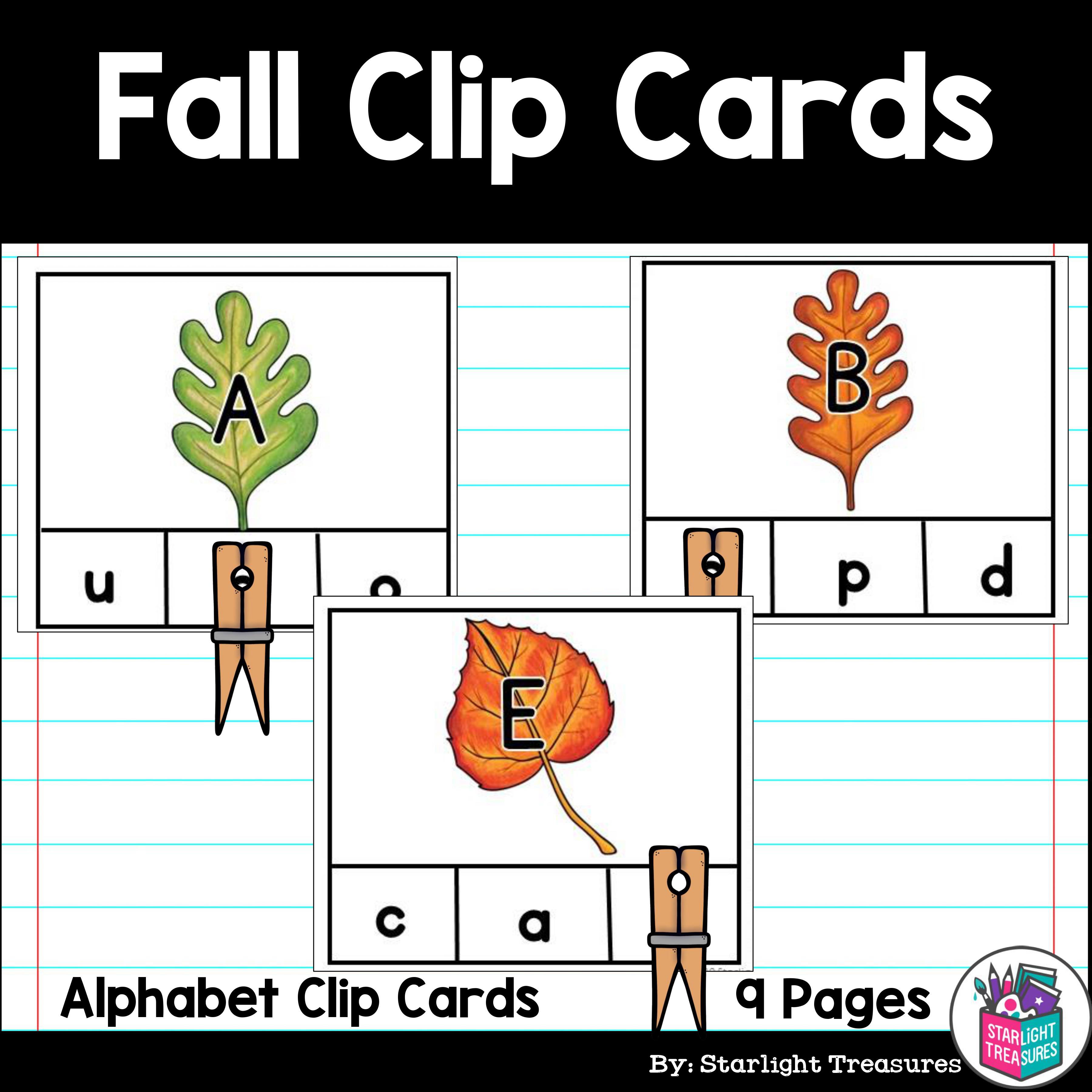 Fall Alphabet Clip Cards for Early Readers - Alphabet Clip Cards ...