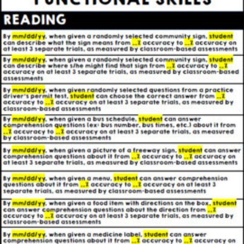 IEP Goal Bank - Life Skills - Functional IEP Goals - Special Education ...