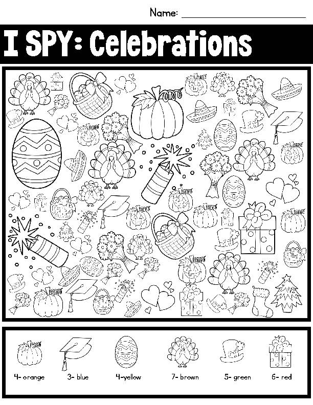 I Spy Mystery Pictures - Morning Work, Holidays, Early Finishers - Classful