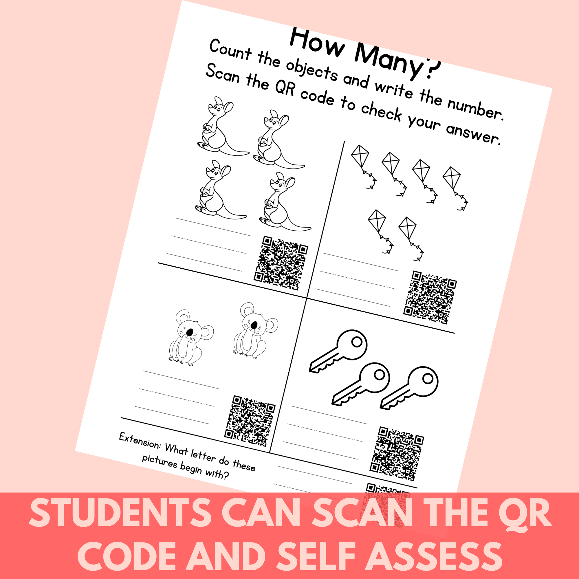 QR Code Counting Worksheets, QR Code Numbers 1-10, Math Worksheets ...
