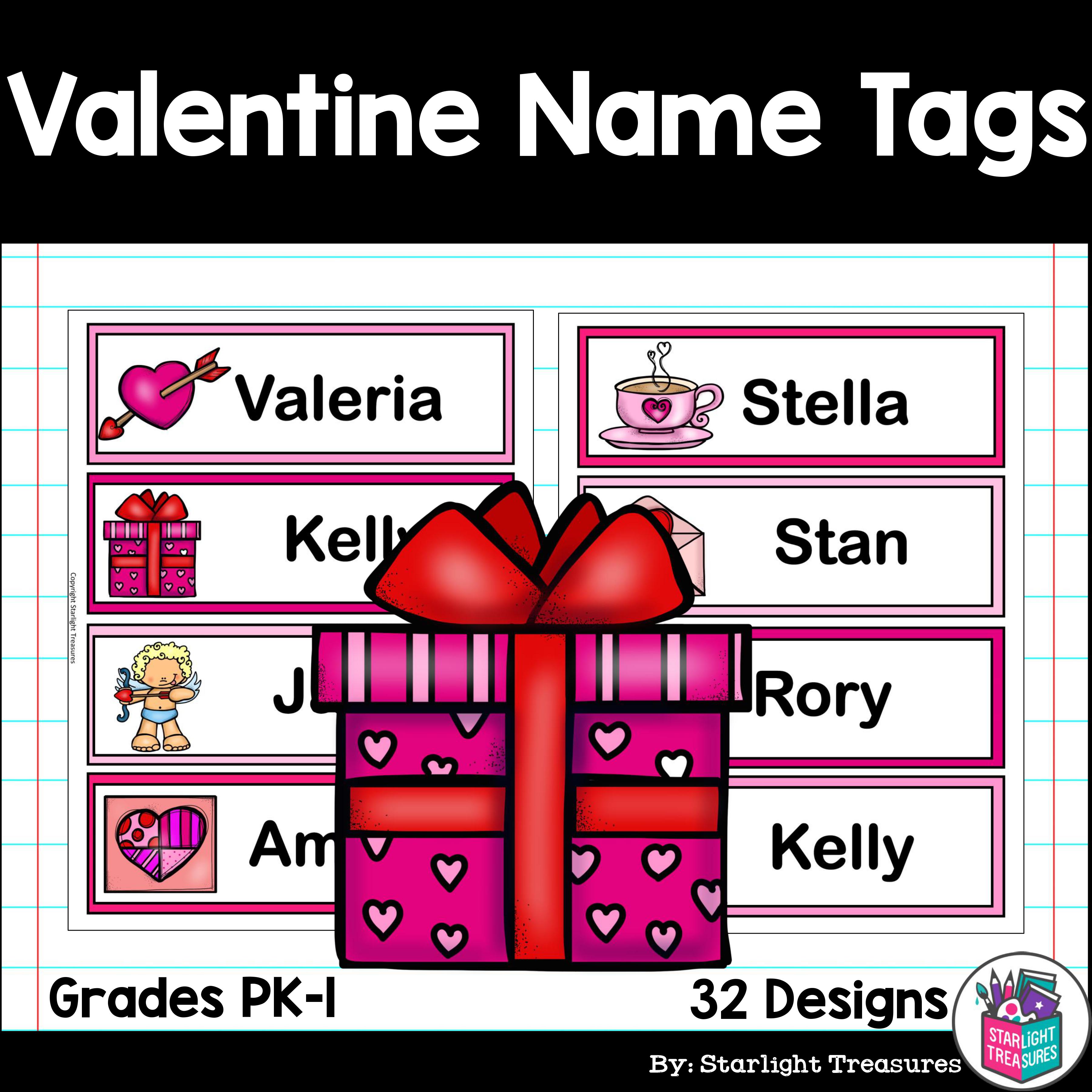 Valentine's Day Desk Name Tags - Editable - Classful