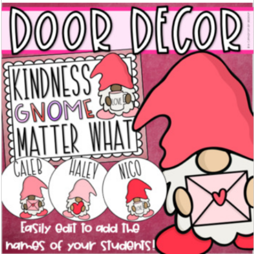 Valentine's Day Kindness Gnomes Door Display Bulletin Board Decoration ...