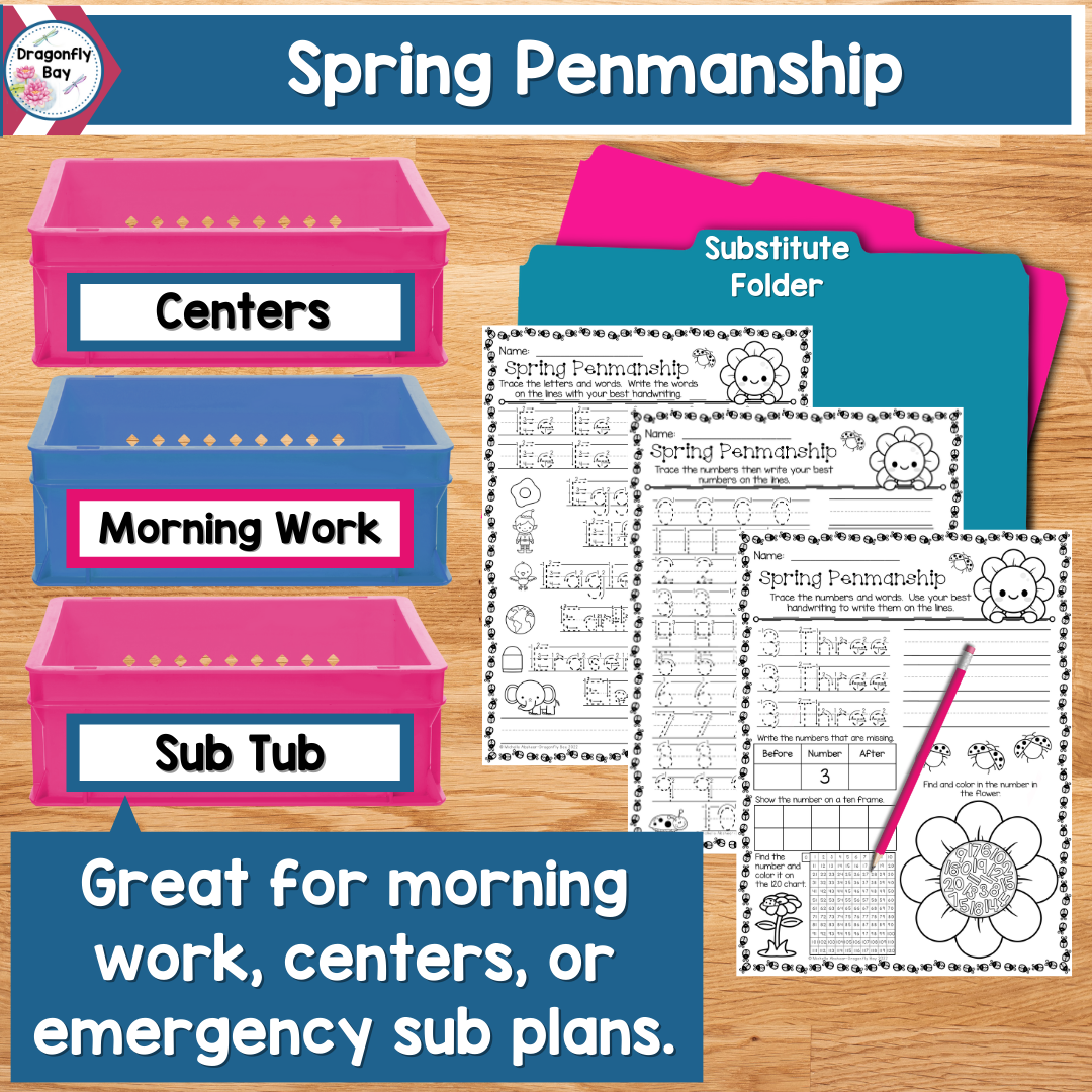 Spring Alphabet and Numbers 0-20 Penmanship Handwriting Worksheet ...