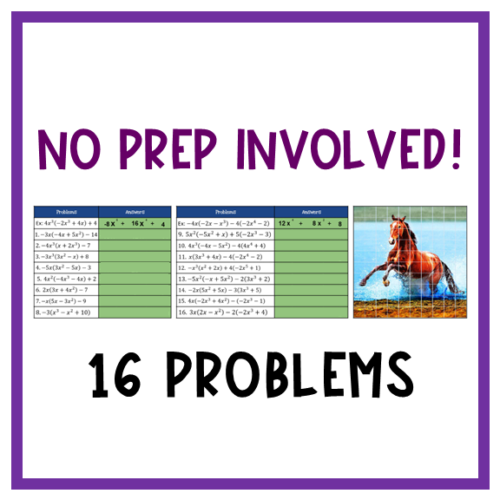 Multiplying Polynomials by Monomials Activity Digital Pixel Art Mystery ...