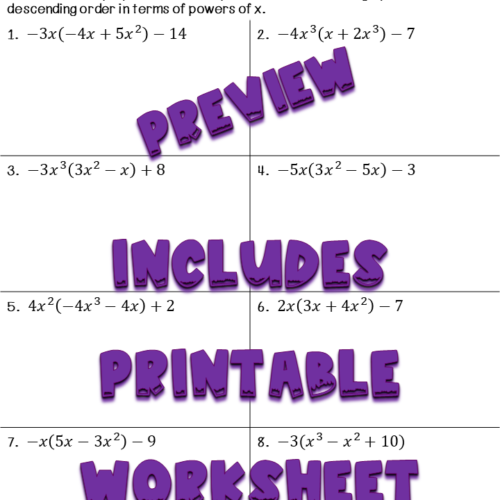 Multiplying Polynomials by Monomials Activity Digital Pixel Art Mystery ...