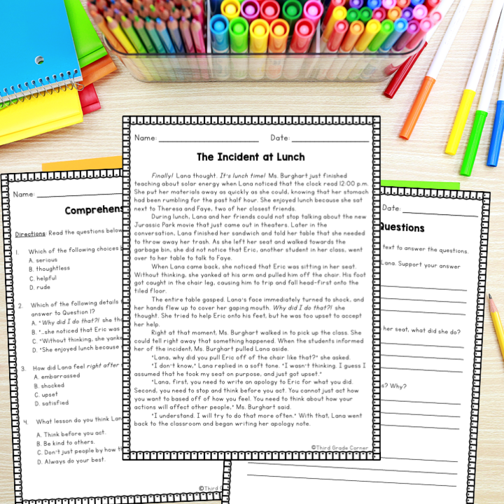 Reading Comprehension Passages - Character Traits - DIGITAL INCLUDED ...