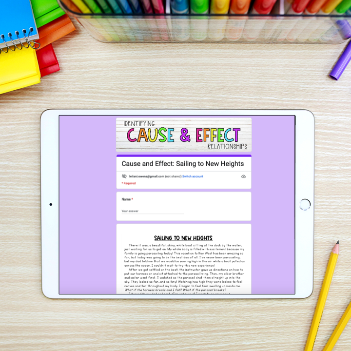 Reading Comprehension Passages - CAUSE AND EFFECT - Digital Included ...
