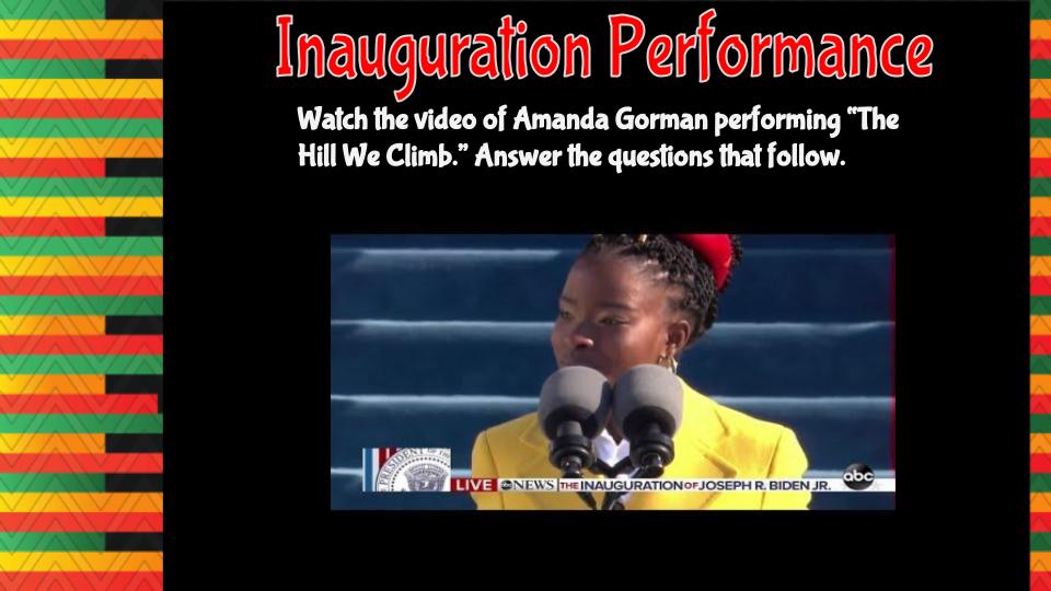 Black History Appreciation Amanda Gorman Hyperdoc Middle High School ...