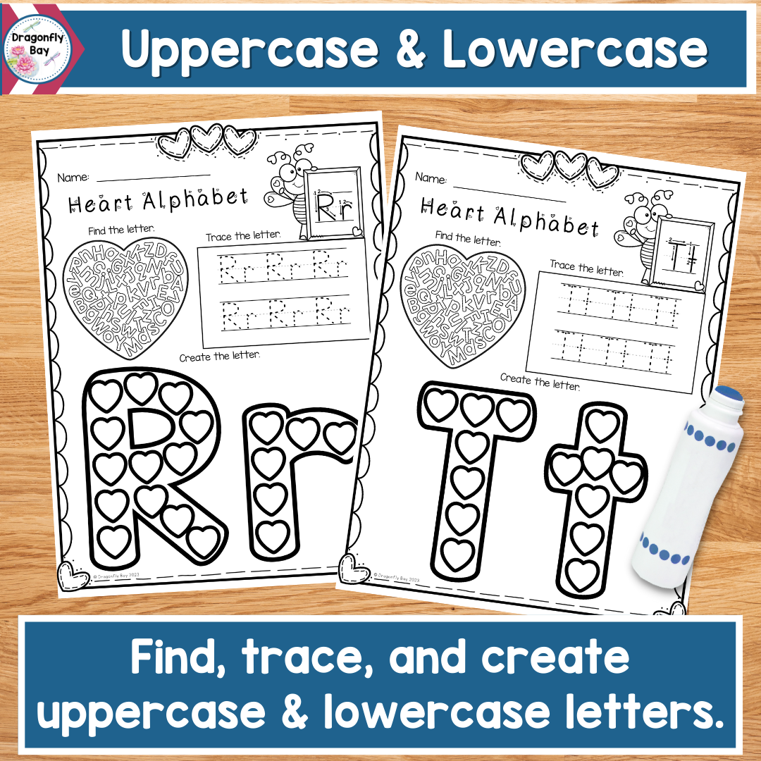 Valentines Day Heart Dot Marker Letters and Numbers 0 to 20 - Classful