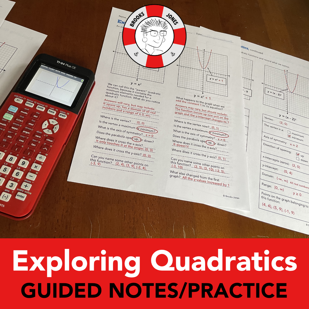 Exploring Quadratics- Guided Notes and Practice - Classful