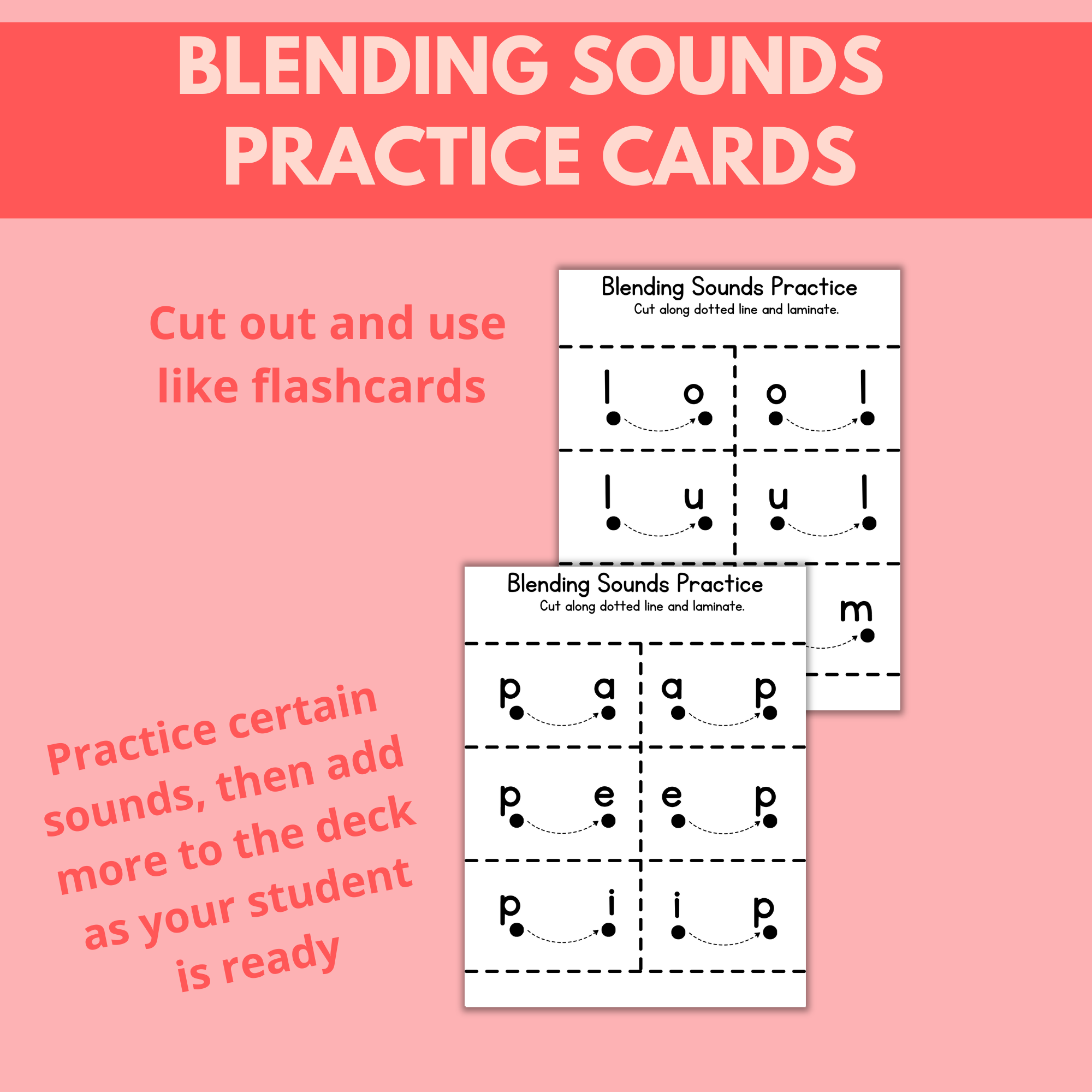 Blending Sounds Practice, Sound Blending Practice, Blending Flashcards ...