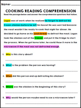 Life Skills - Cooking - Reading Comprehension - Special Education ...